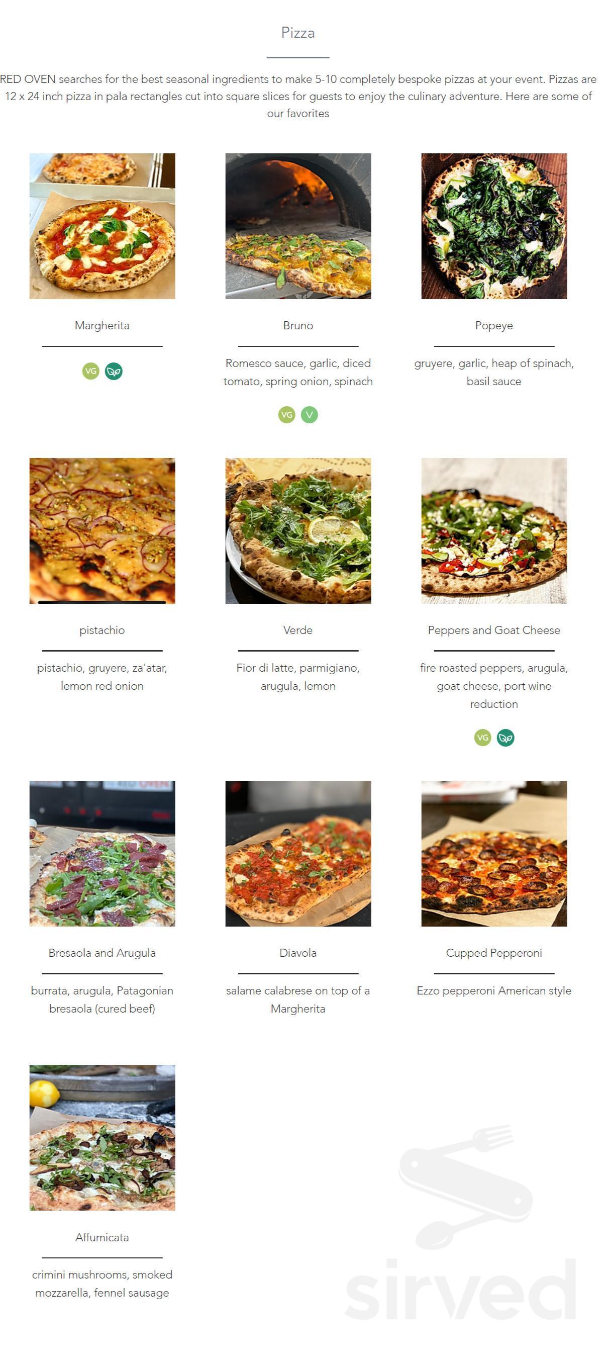 RED OVEN PIZZA menu in Carlsbad, California, USA