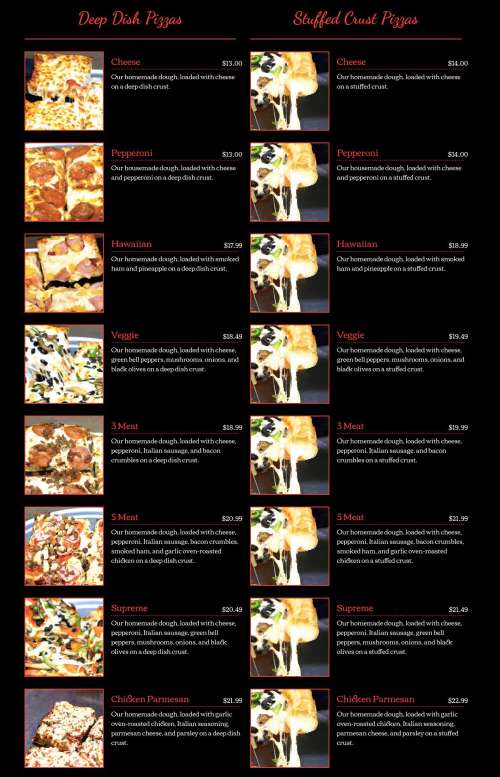 Perfect Pizza menu in San Diego, California, USA