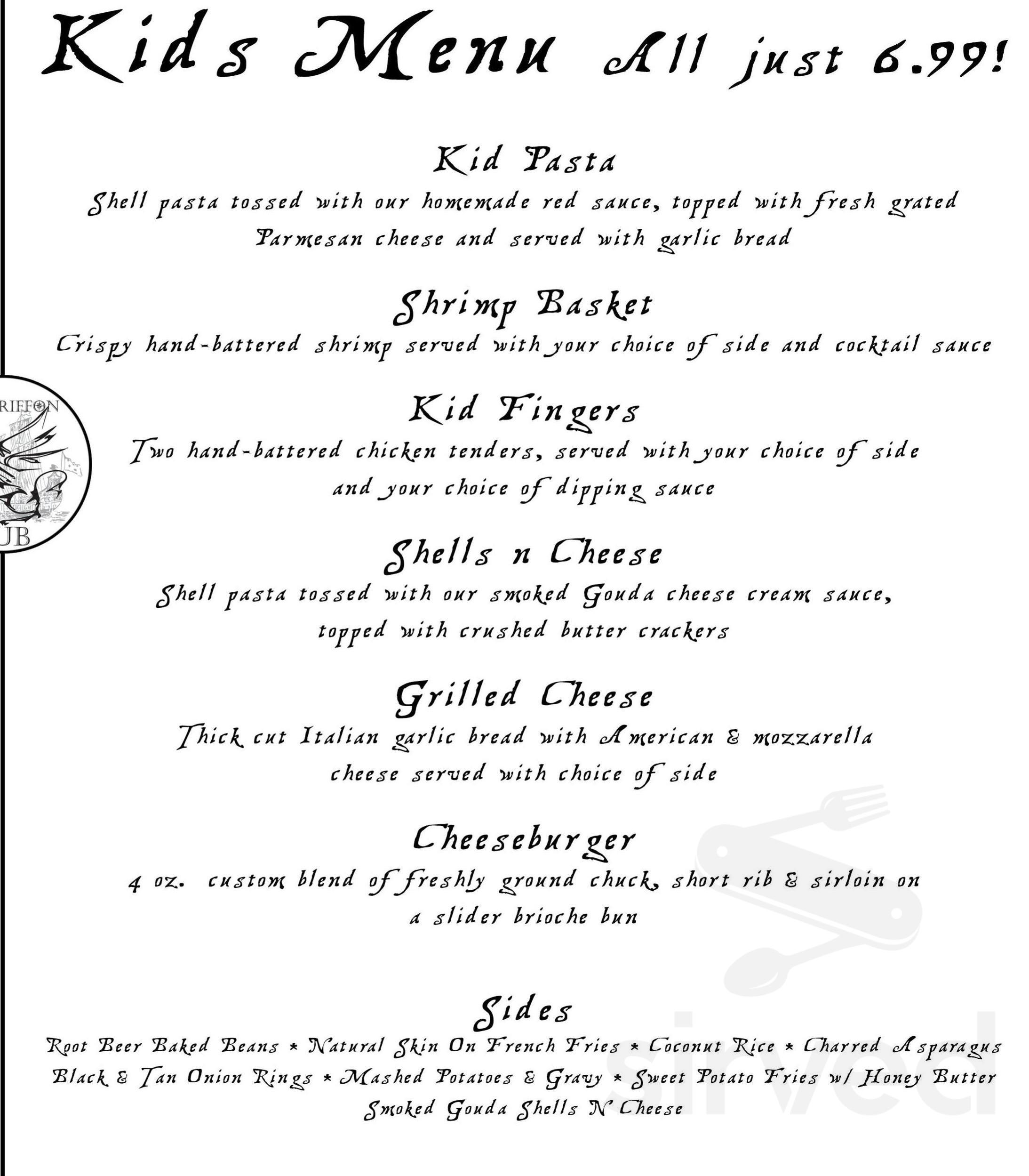 The Griffon Gastropub menu in Niagara Falls, New York, USA