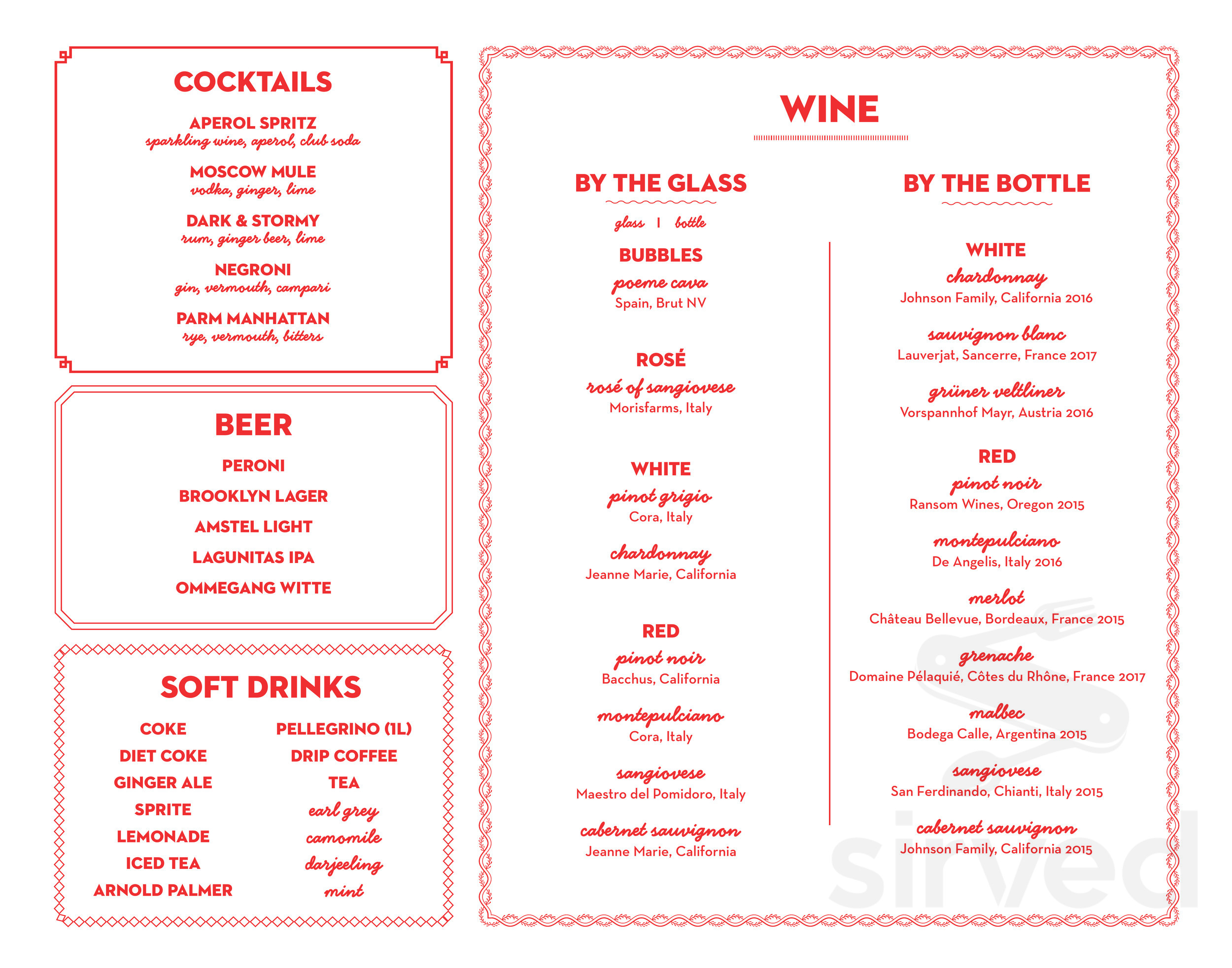 Menu - New York NY's Parm | Sirved