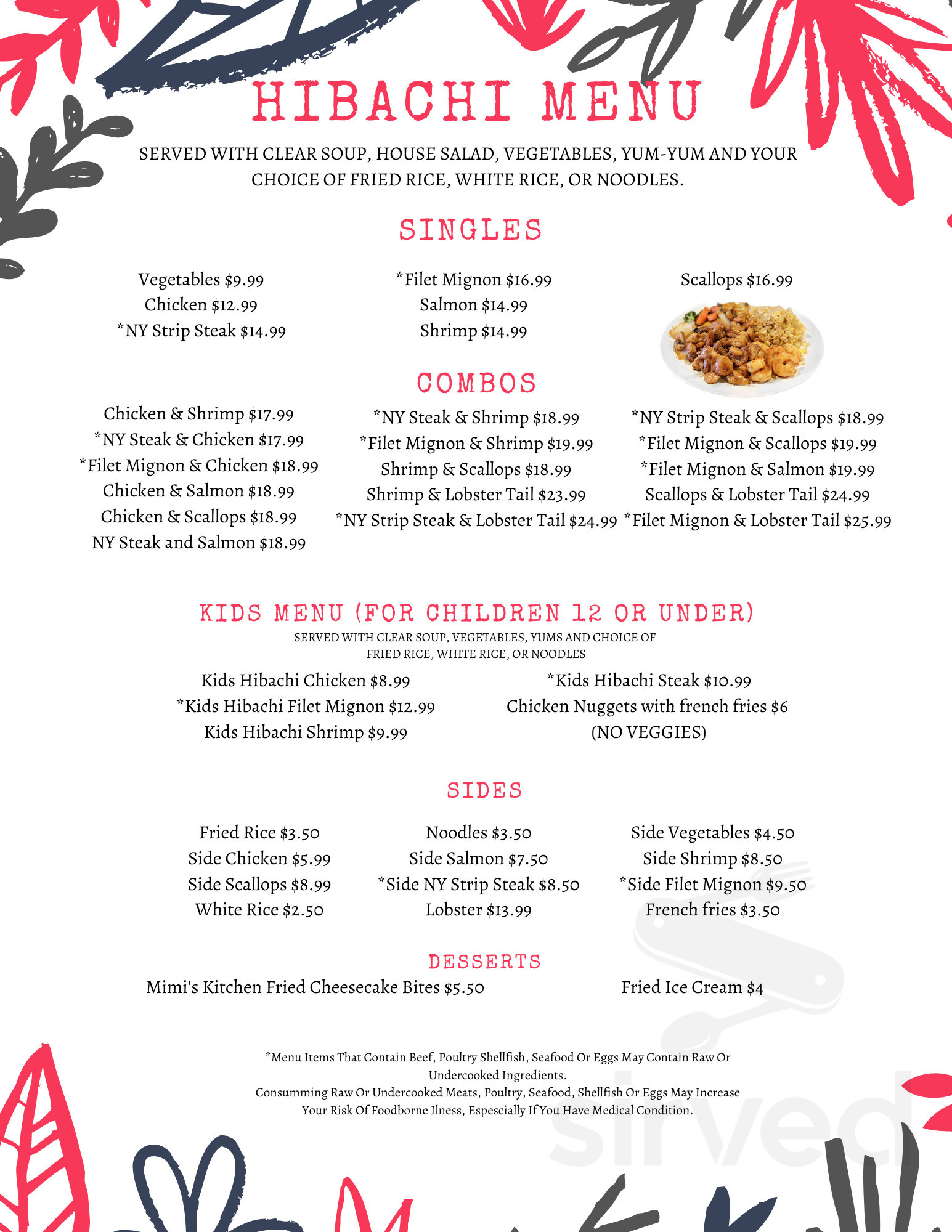 Ohayo Japanese Steakhouse menu in Hillsboro, Ohio, USA