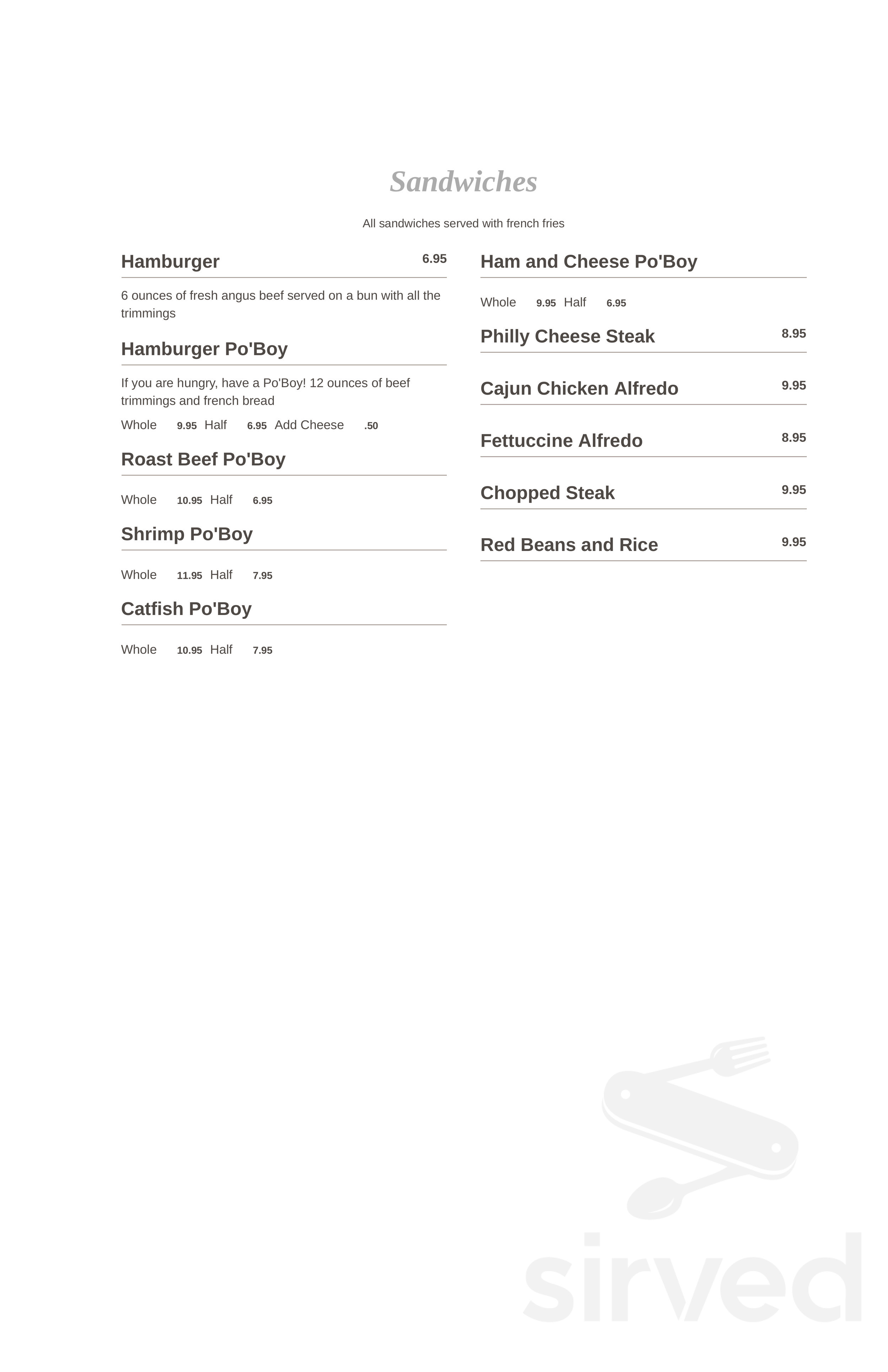 Rick's Crossroads Grill menus in Lincoln, Alabama, United States