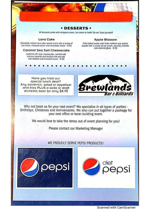 Brewlands Bar & Billiards menu in Lakeland, Florida, USA