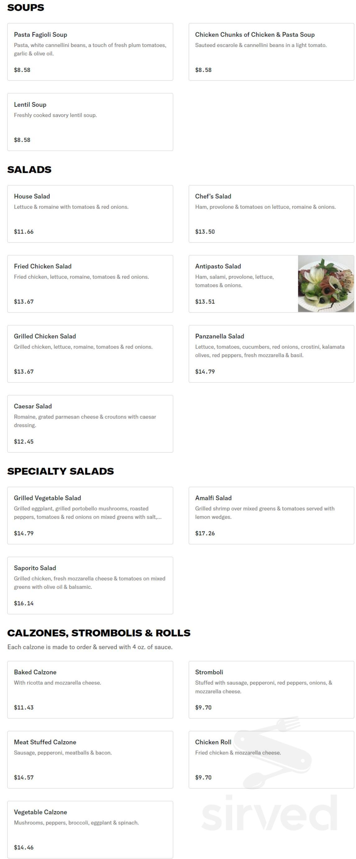 Saporito Pizza menu in Warwick, New York, USA