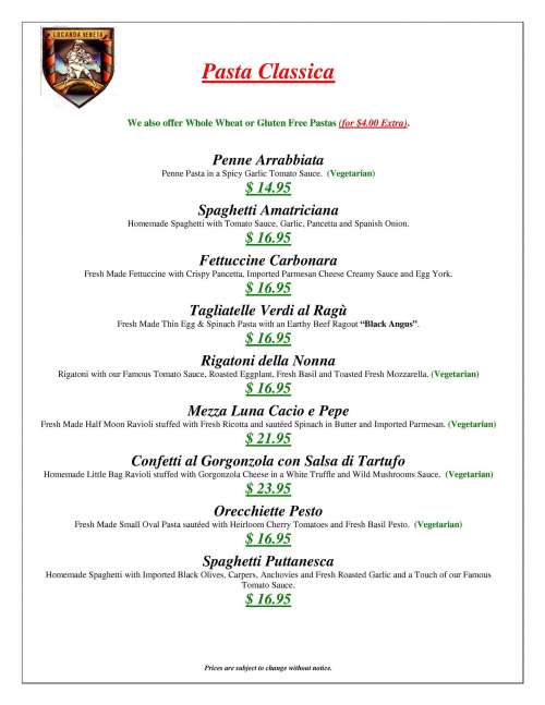 Locanda Veneta menu in Los Angeles, California, USA