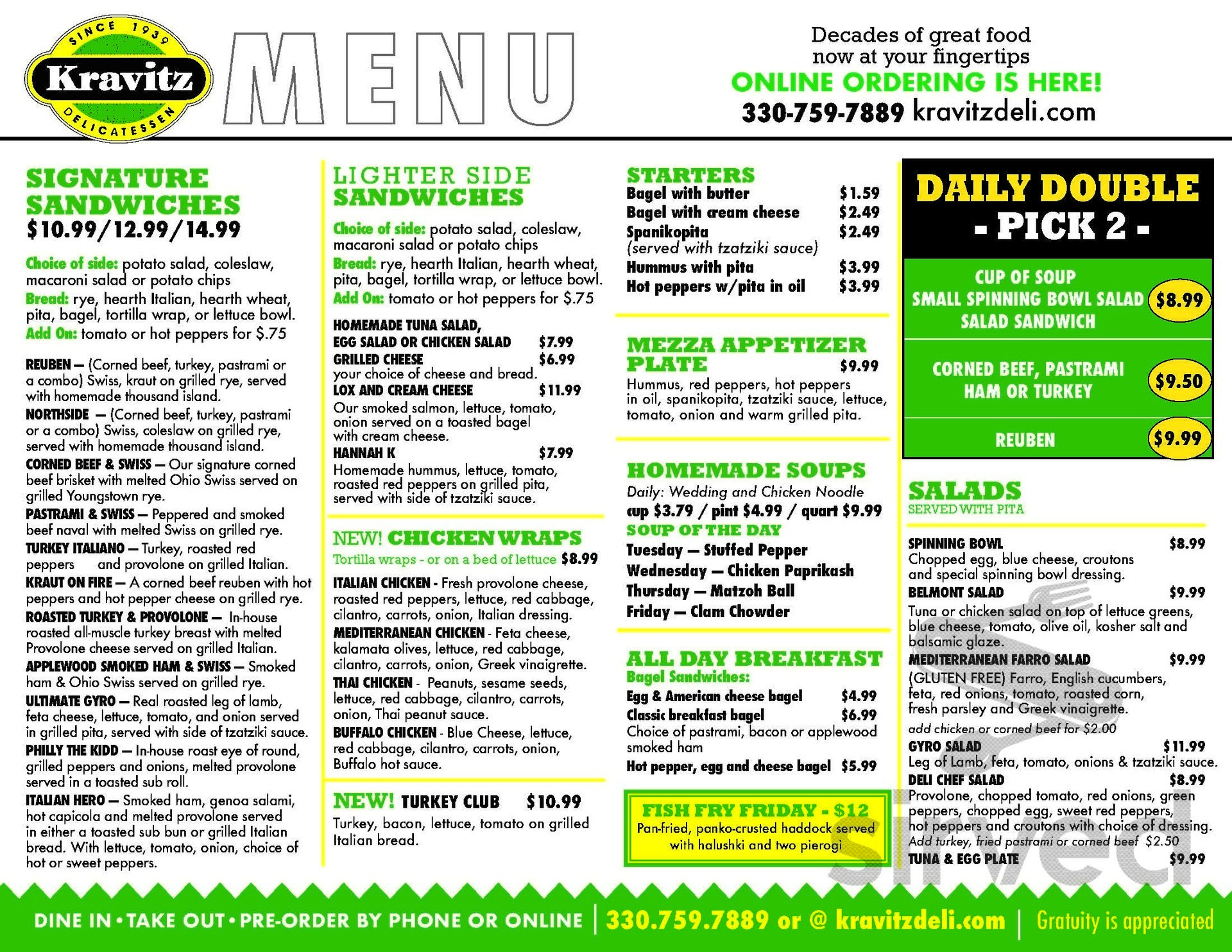 Kravitz Delicatessen Inc menus in Youngstown, Ohio, United States