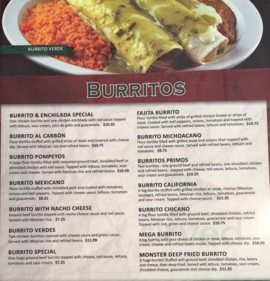 Pompeyos Mexican Grill menu in Alpena, Michigan, USA
