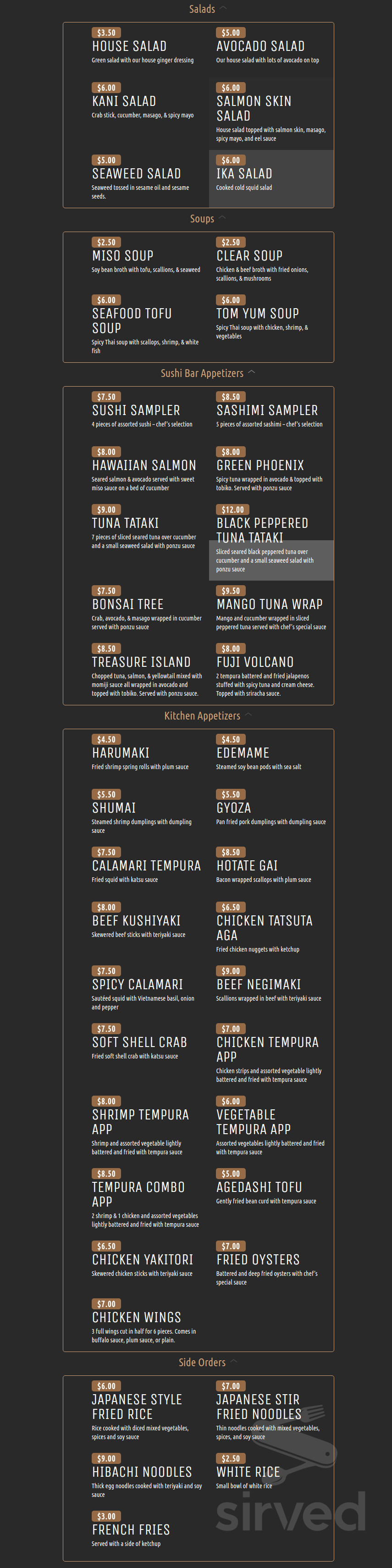 Menu - Groton CT's Koto Japanese Steak House and Sushi Bar | Sirved