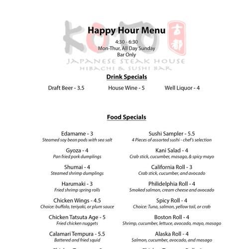 Koto Japanese Steak House and Sushi Bar menu in Groton, Connecticut, USA