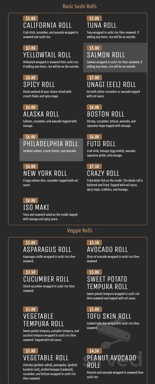 Menu - Groton CT's Koto Japanese Steak House and Sushi Bar | Sirved