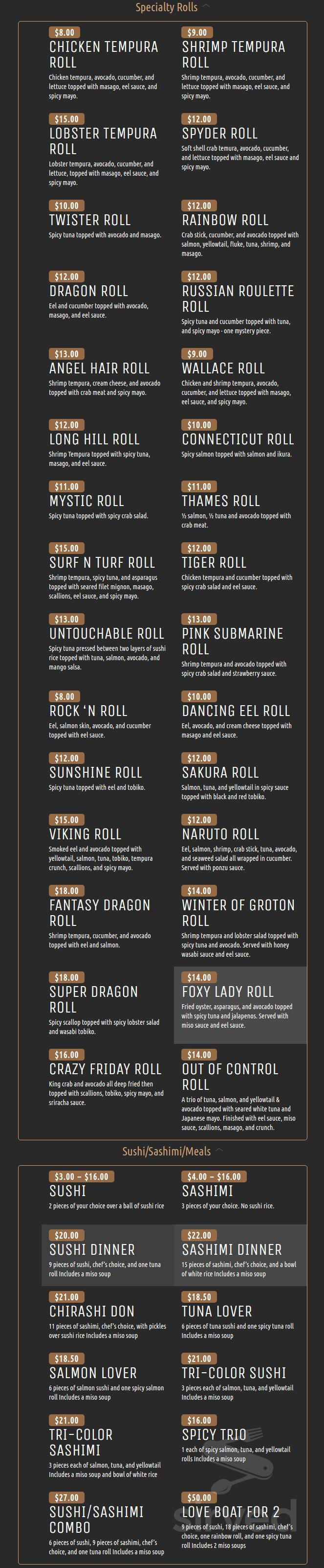 Menu - Groton CT's Koto Japanese Steak House and Sushi Bar | Sirved