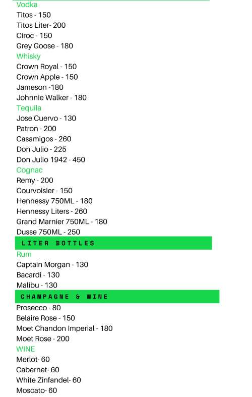 Bamboo Room menu in Lake Worth, Florida, USA