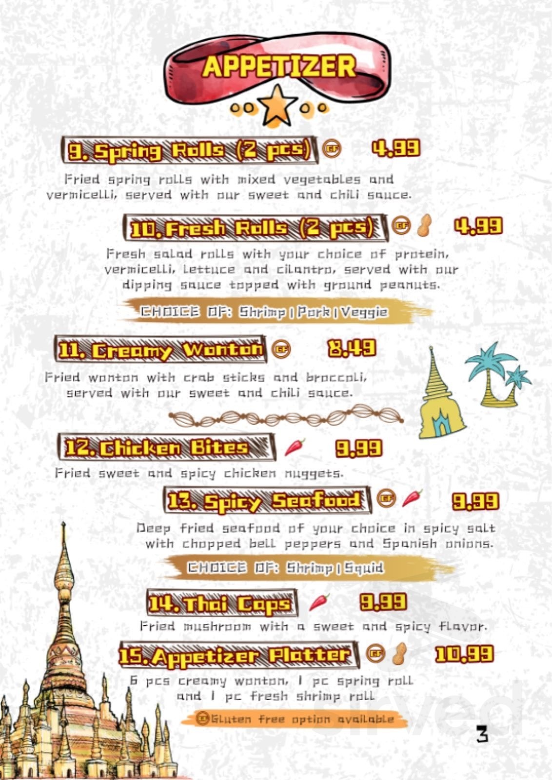 Thai Tanic menu in Guelph, Ontario, Canada