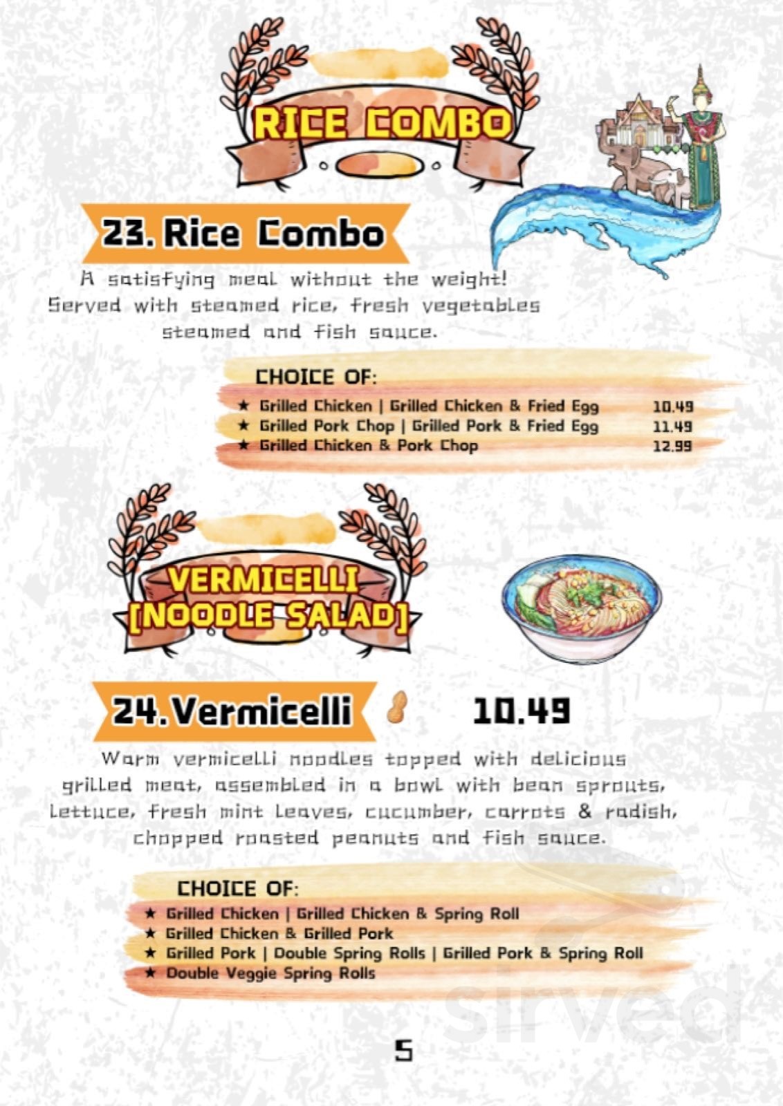 Thai Tanic menu in Guelph, Ontario, Canada