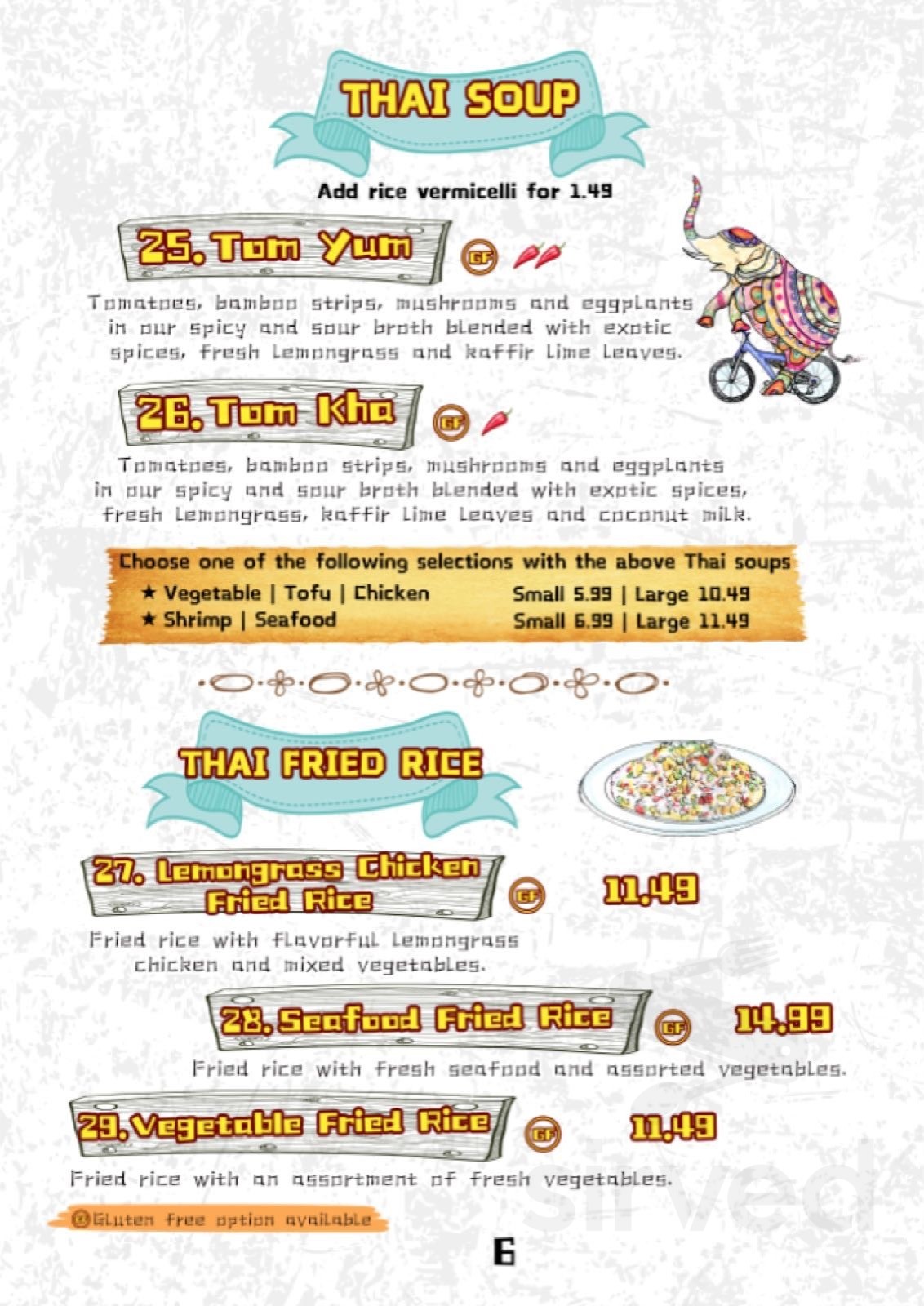 Thai Tanic menu in Guelph, Ontario, Canada