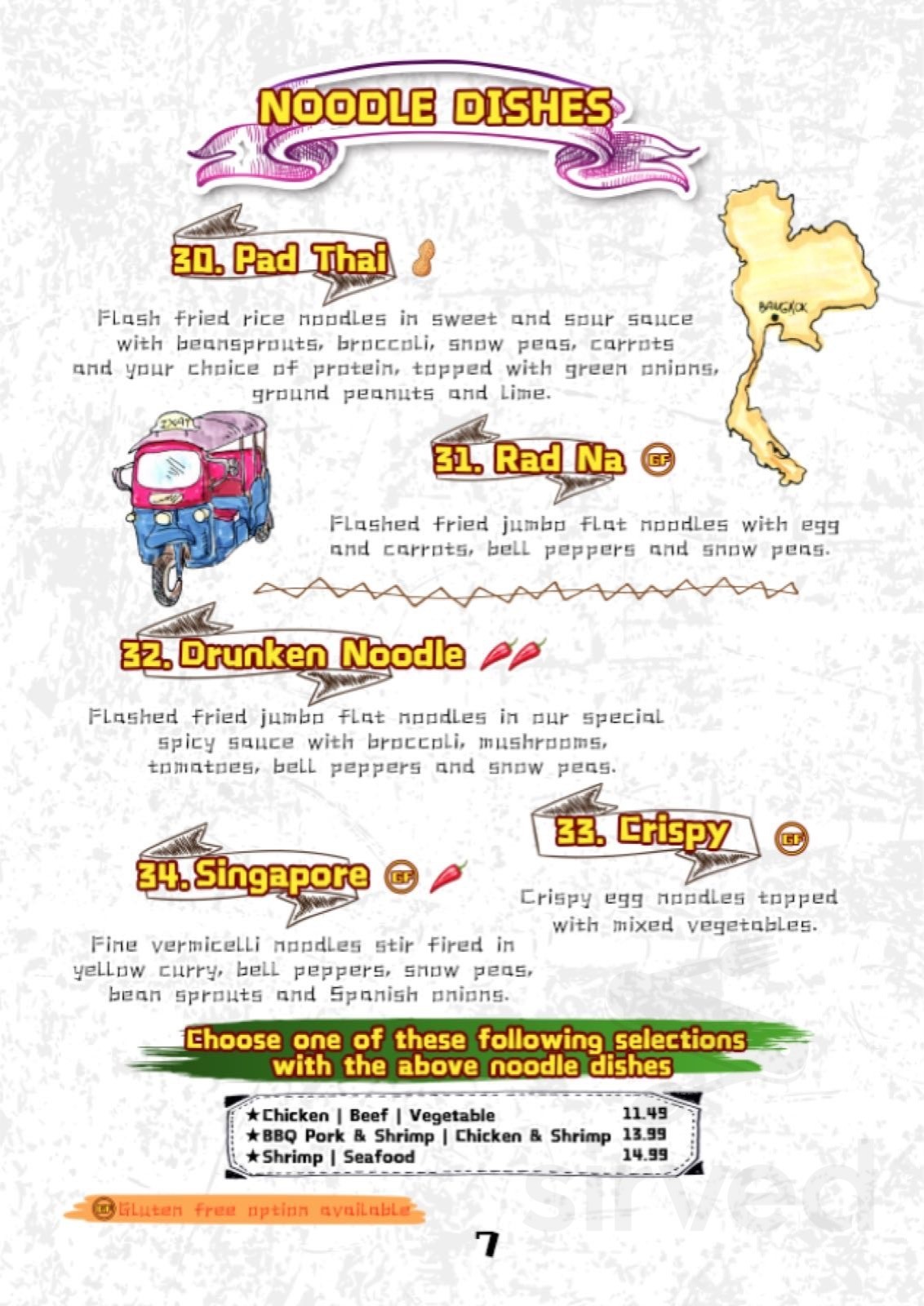 Thai Tanic menu in Guelph, Ontario, Canada