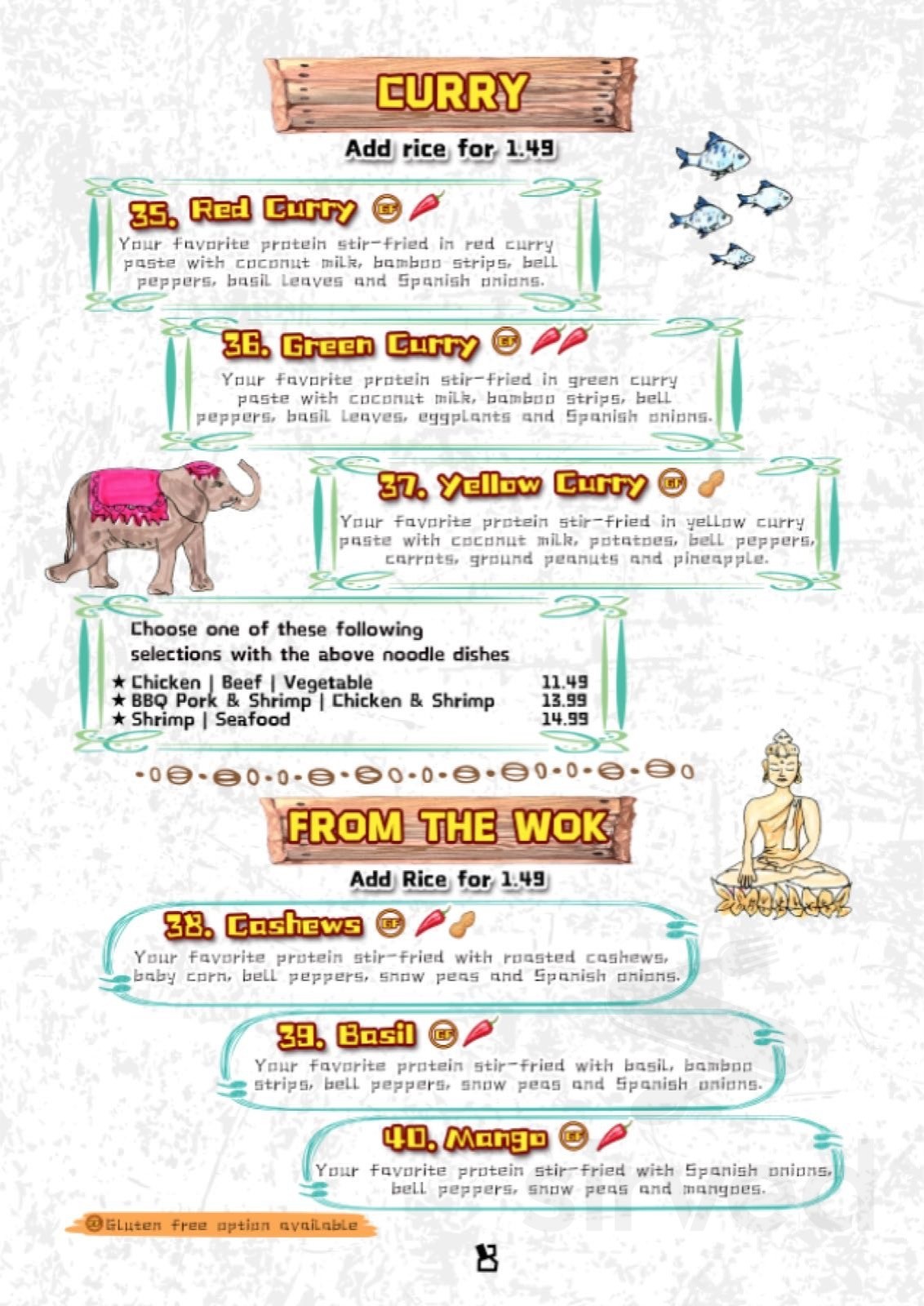 Thai Tanic menu in Guelph, Ontario, Canada