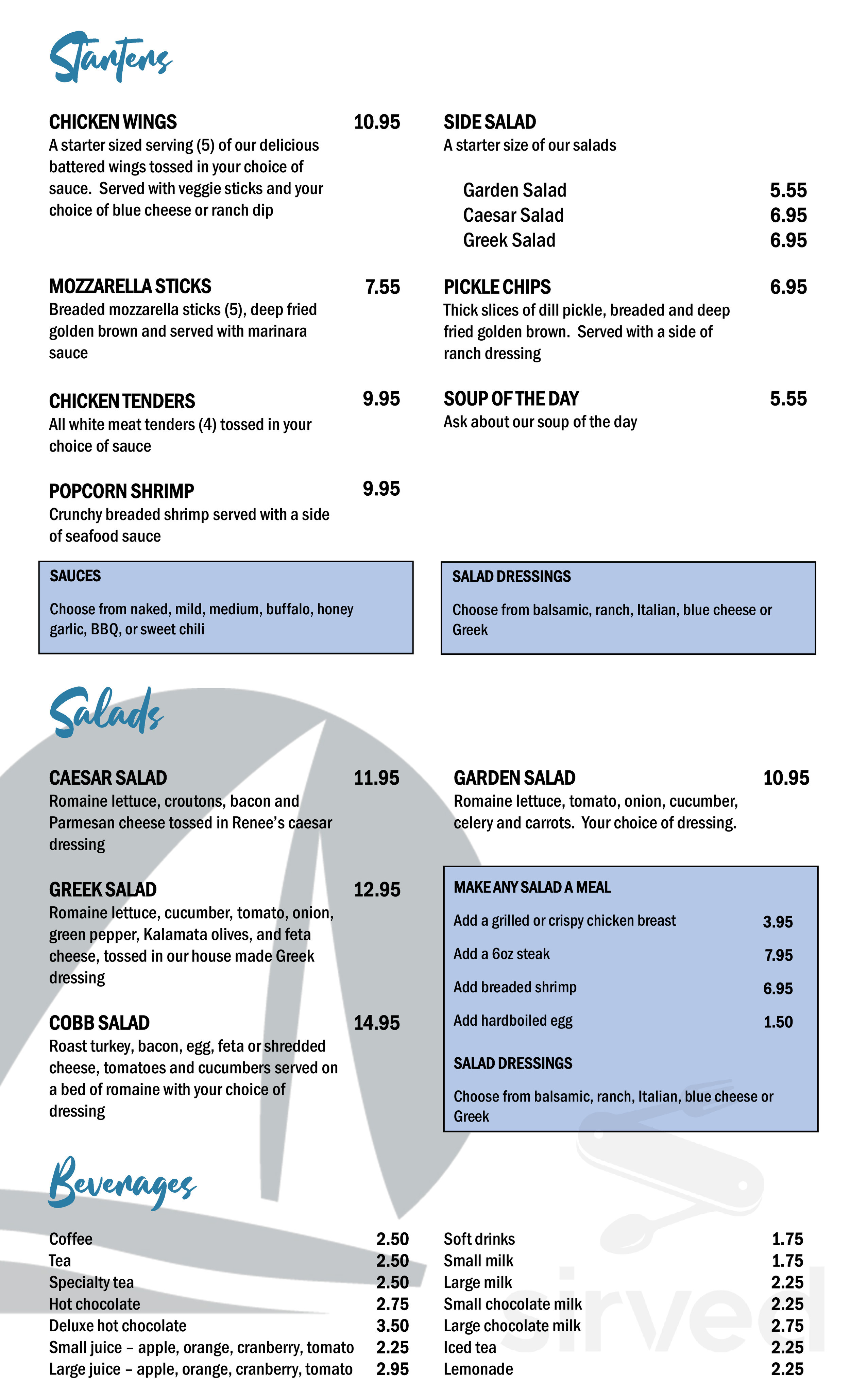 Menu - Picton ON's Picton Harbour Inn | Sirved