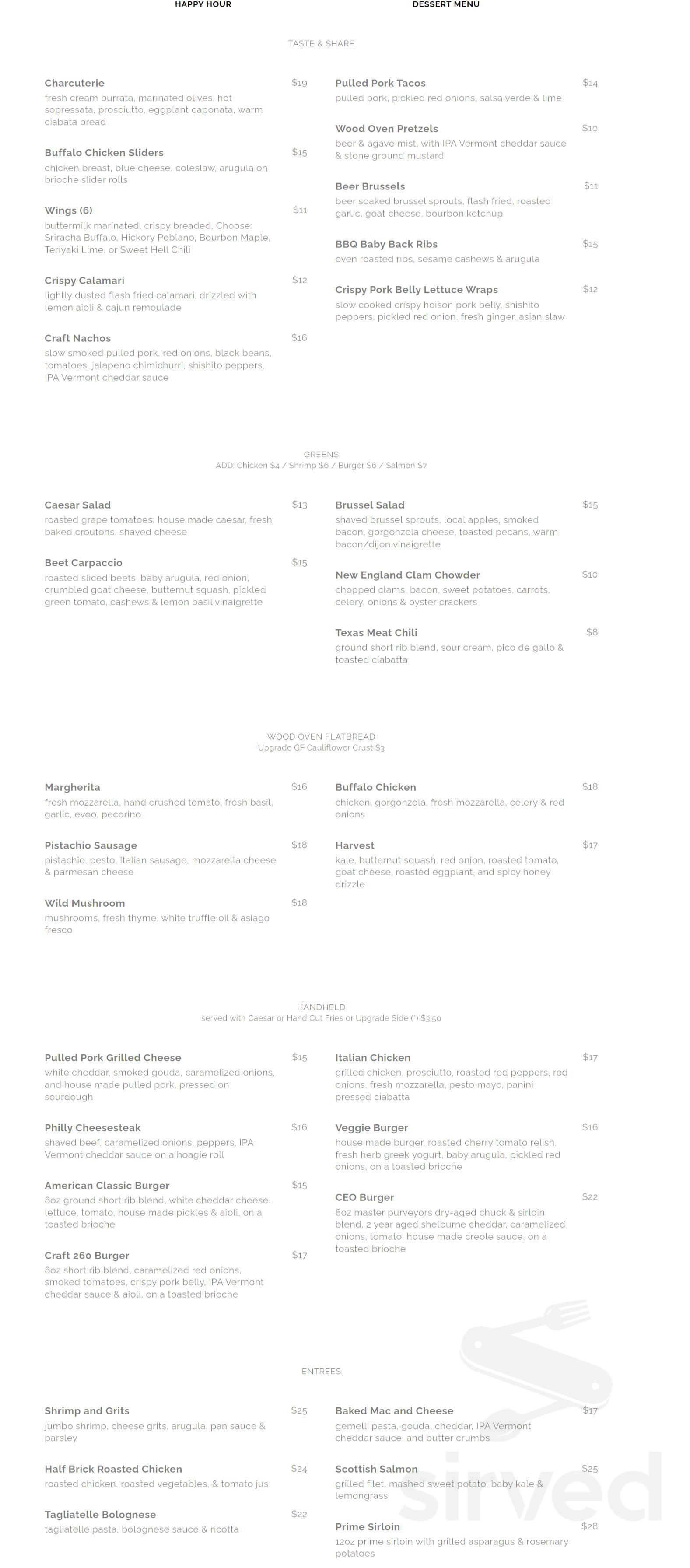 Craft 260 menus in Fairfield, Connecticut, United States