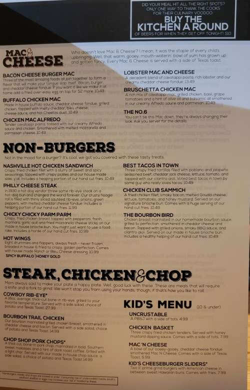 The Grind menu in Martin, Tennessee, USA
