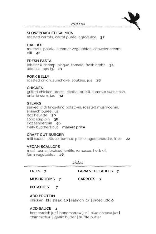 Cambridge Mill menu in Cambridge, Ontario, Canada