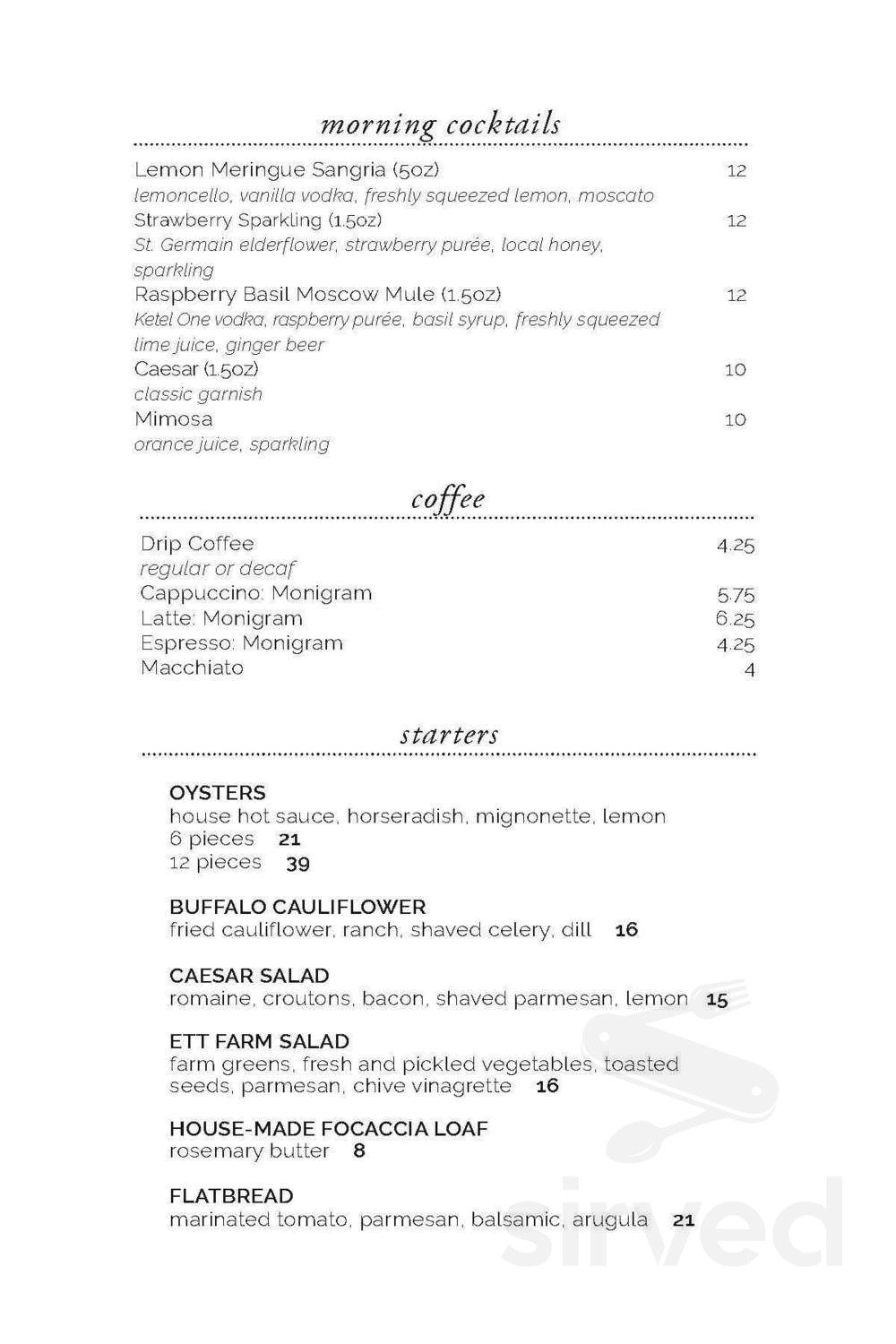 Menu for Cambridge Mill in Cambridge, ON | Sirved