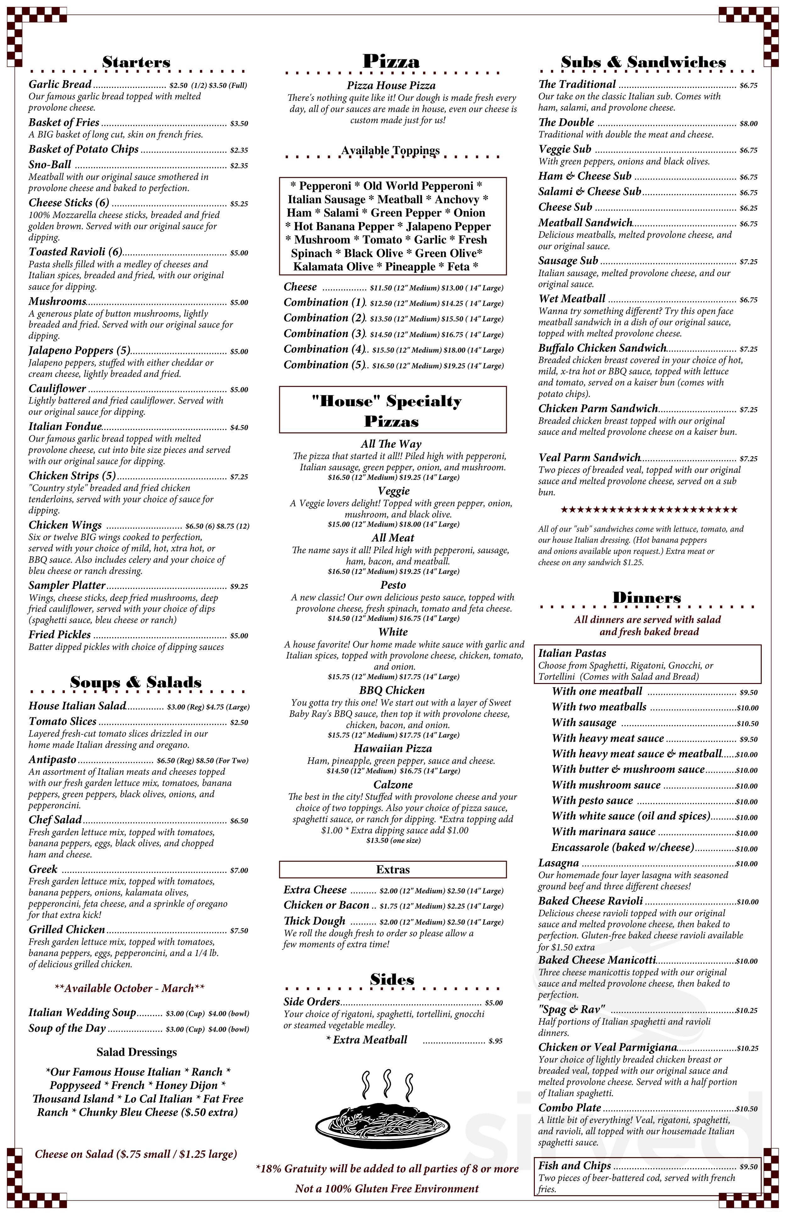 Menu - Columbus OH's The Pizza House | Sirved