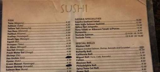 Menu for Sayaka Japanese Restaurant in Colton, CA | Sirved