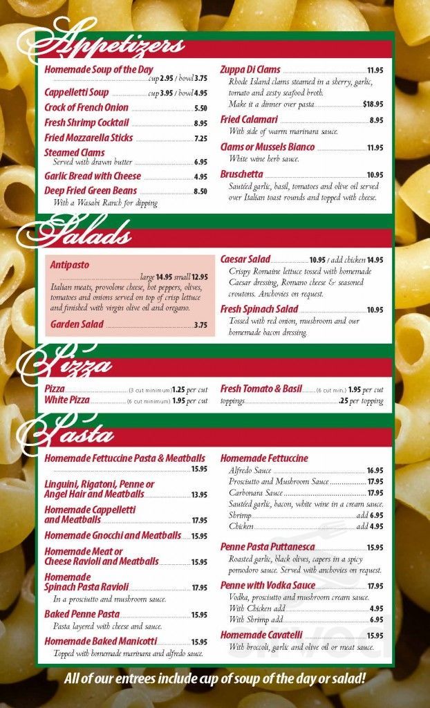 Menu - West Wyoming PA's Marianacci's Restaurant | Sirved