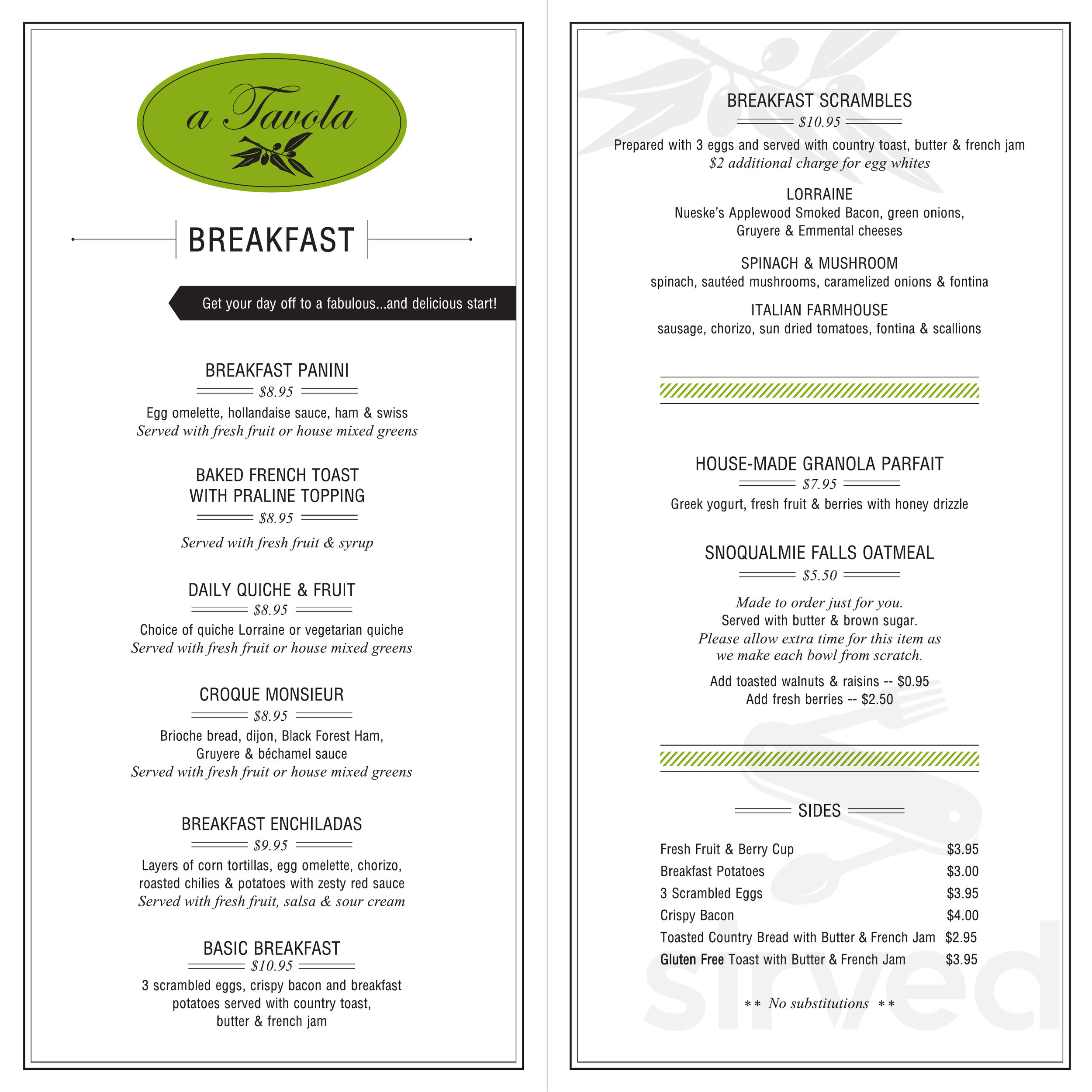 Lisa Peterson Catering/ A'tavola menu in Boise, Idaho, USA