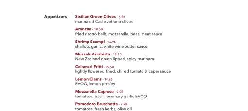 Menu for Nora's Italian Cuisine in Las Vegas, NV | Sirved