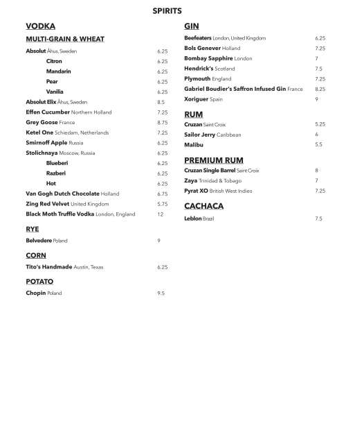 Nora's Italian Cuisine menu in Las Vegas, Nevada, USA