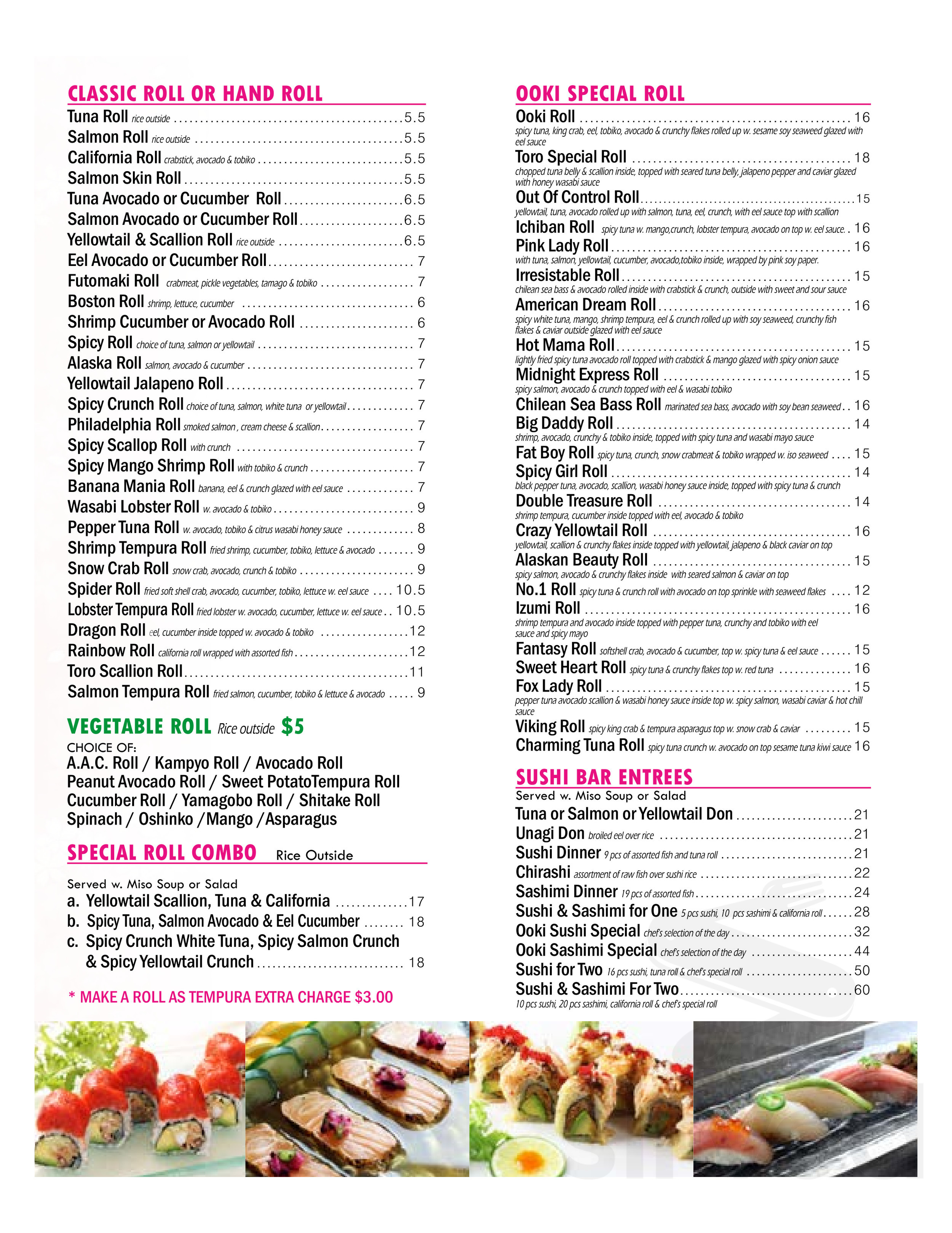 Ooki Sushi menu in New York, New York, USA