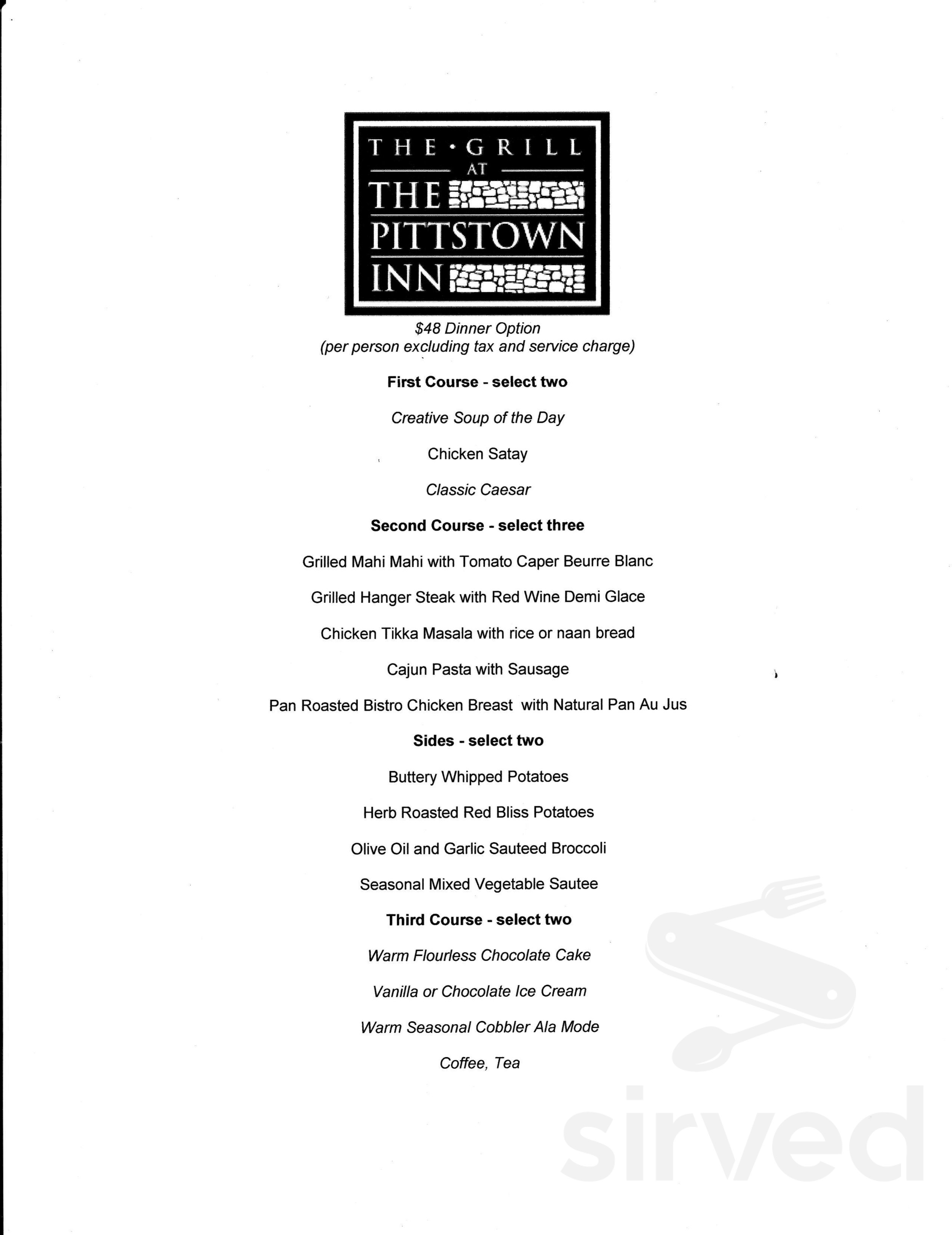 The Grill at The Pittstown Inn menus in Pittstown, New Jersey, United ...