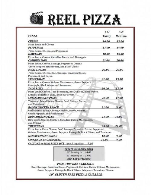 Reel Pizza Place menu in Ephrata, Washington, USA