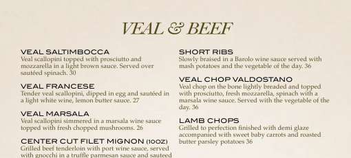 Menu for Amante's Italian Cuisine in Deerfield Beach, FL | Sirved