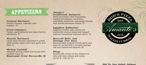 Menu for Amante's Italian Cuisine in Deerfield Beach, FL | Sirved
