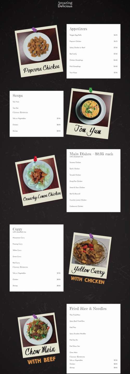 Thai n Thai menu in Las Vegas, Nevada, USA