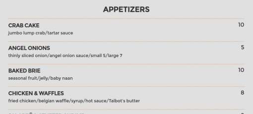 Menu for Talbot's Taproom & Terrace in Mercer, PA | Sirved