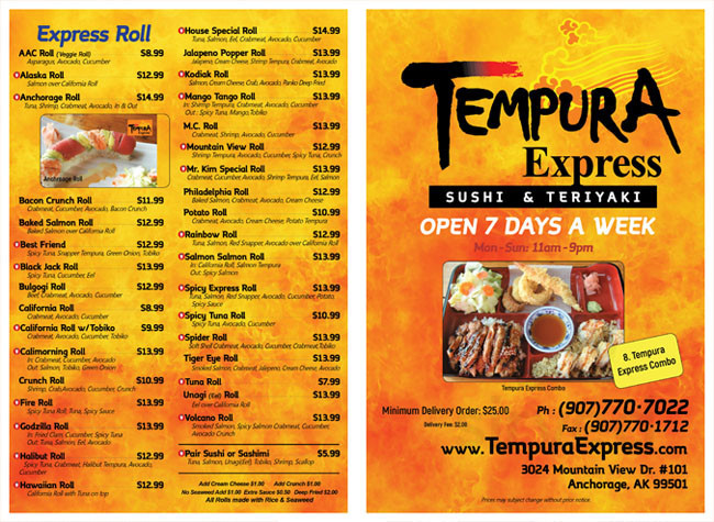 Tempura Express menus in Anchorage, Alaska, United States