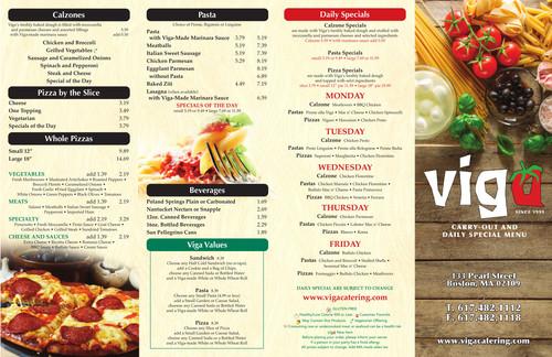 Viga menu in Boston, Massachusetts, USA