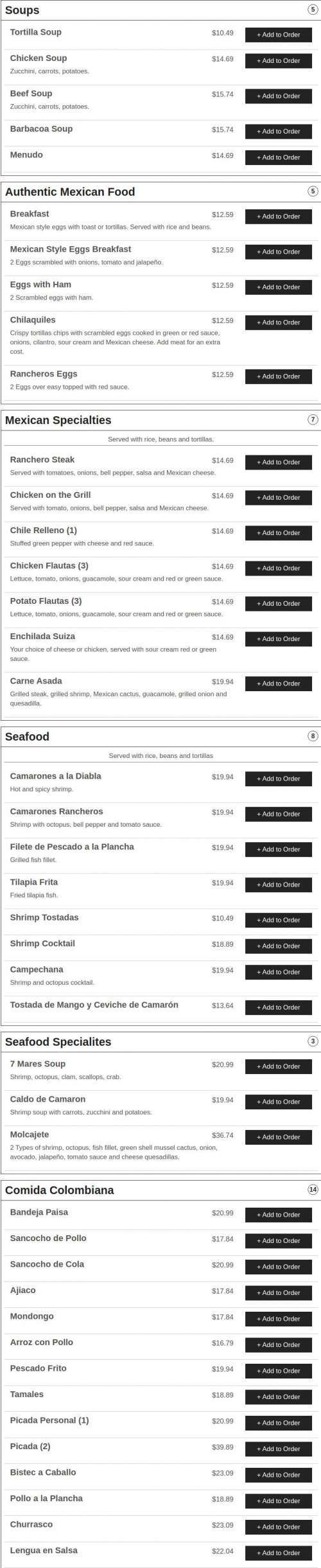 El Sabor De Mi Tierra Colombian & Mexican Food menu in West Sacramento ...