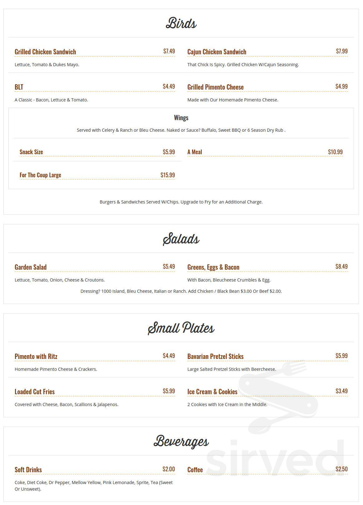 Rocky Mount Burger Company menu in Rocky Mount, Virginia, USA