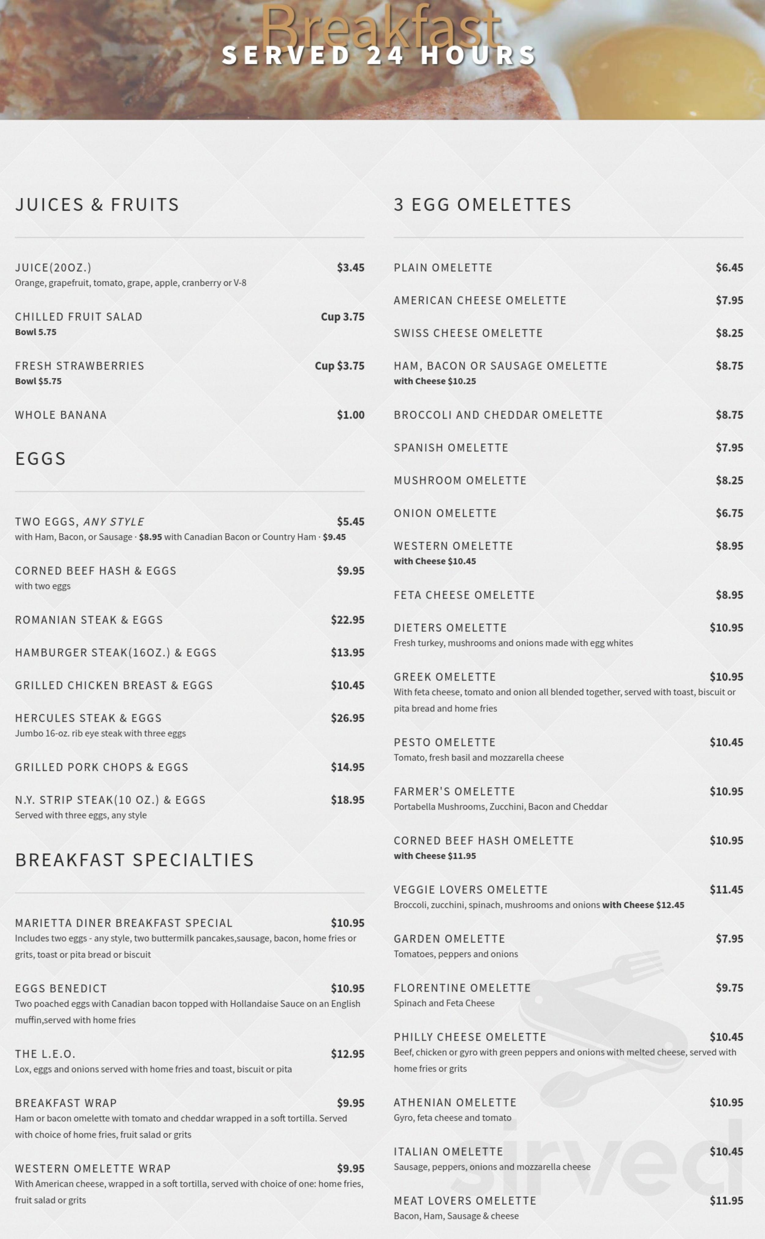 Menu for Marietta Diner in Marietta, GA | Sirved
