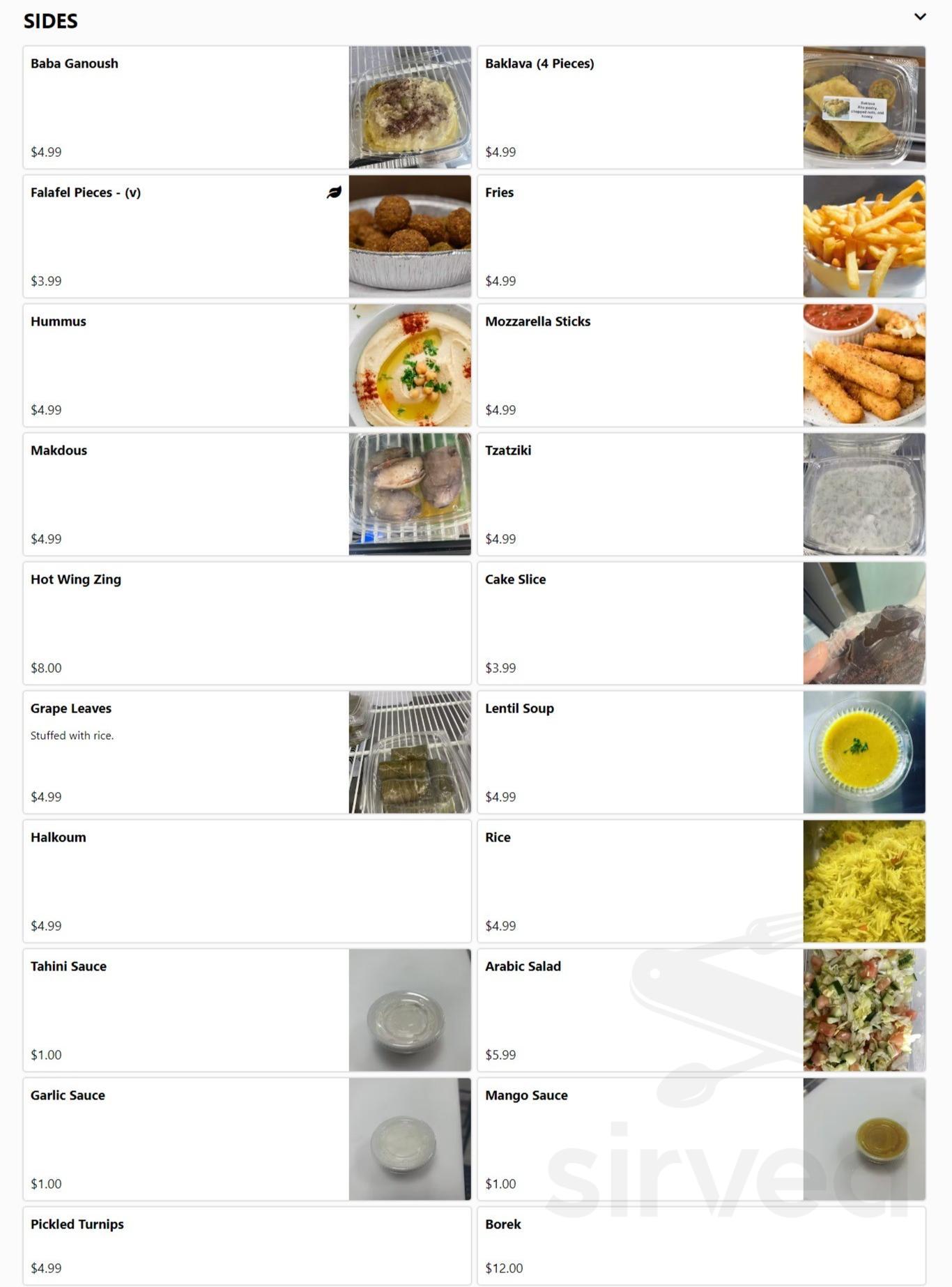 Menu - Portland ME's Falafel Time | Sirved