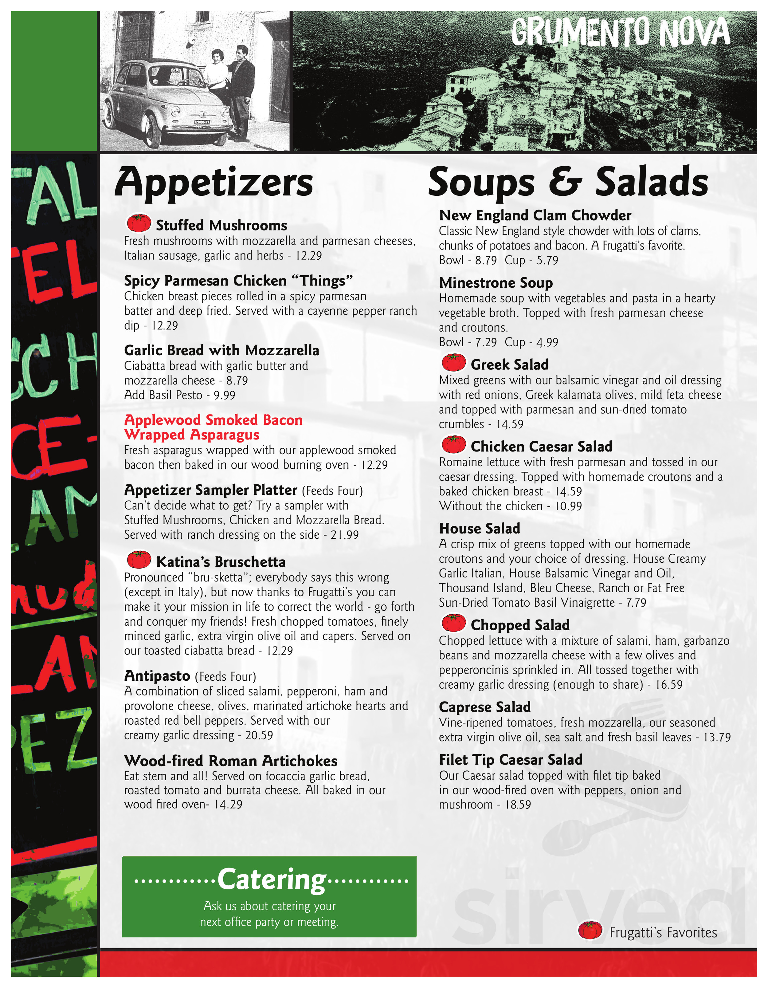 Frugatti's menu in Bakersfield, California, USA