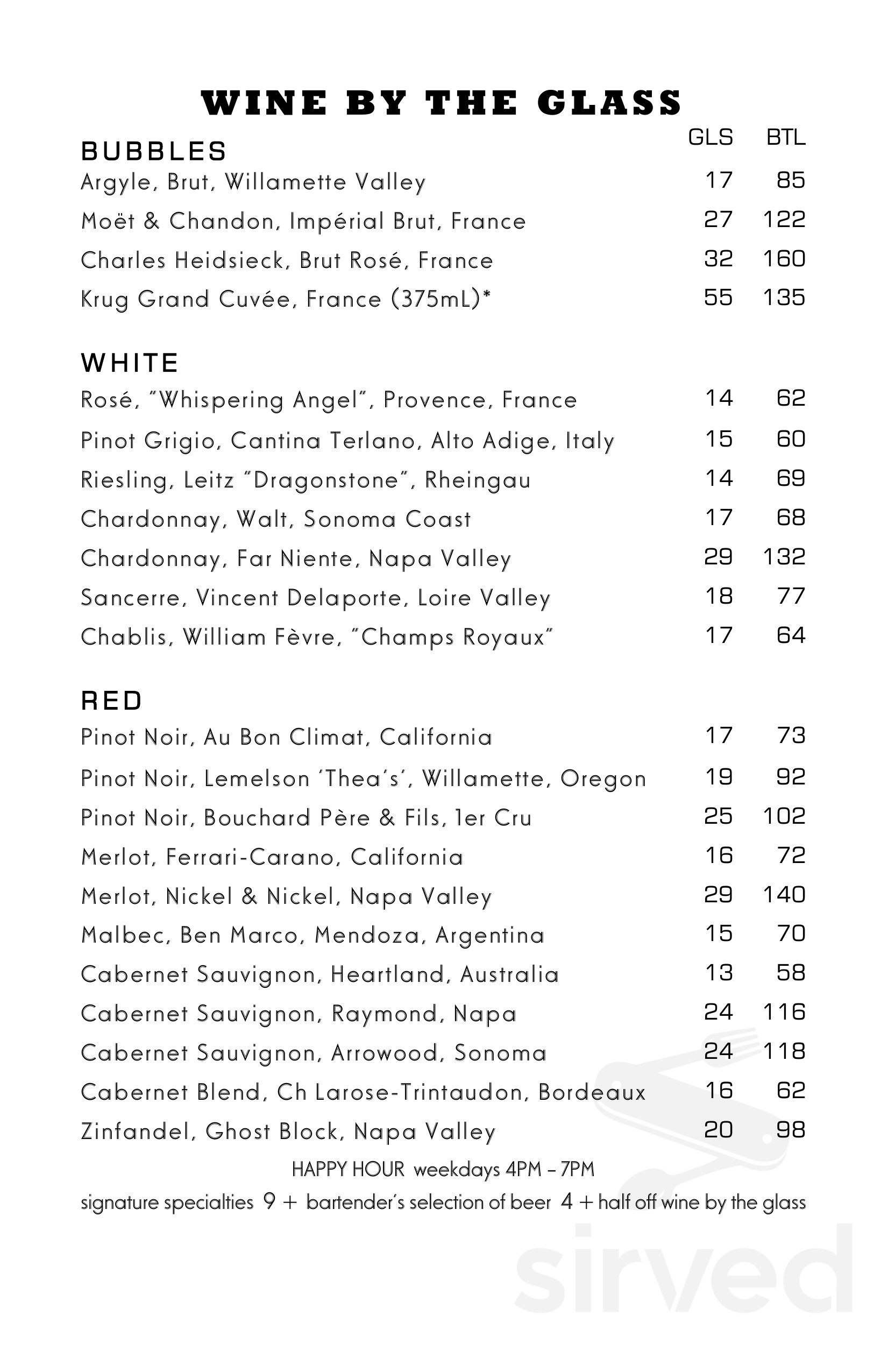 The Mansion Restaurant menu in Dallas, Texas, USA