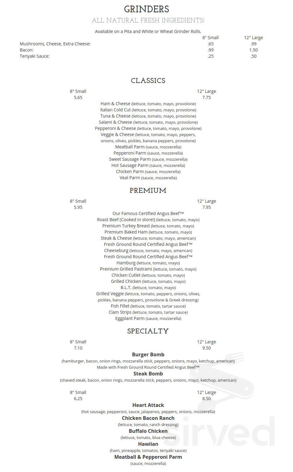 Elm Pizza menu in Westfield, Massachusetts, USA