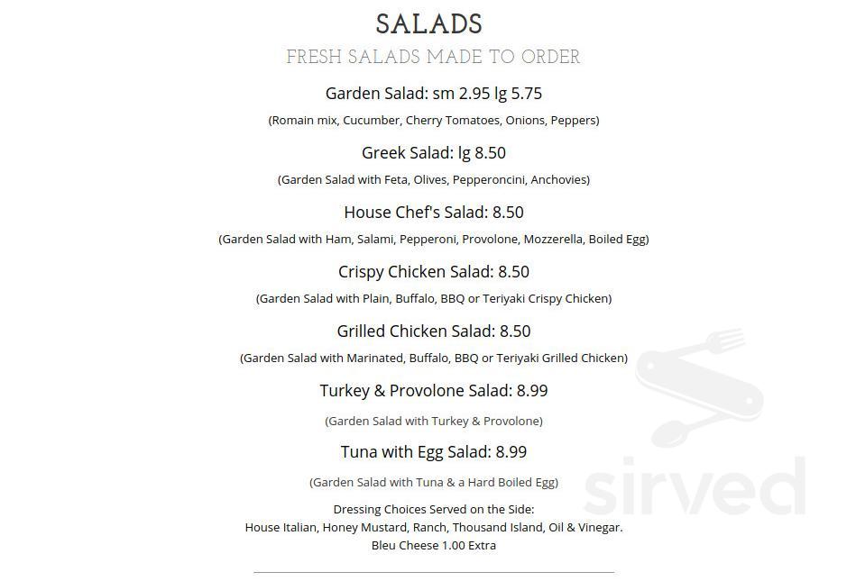 Elm Pizza menu in Westfield, Massachusetts, USA