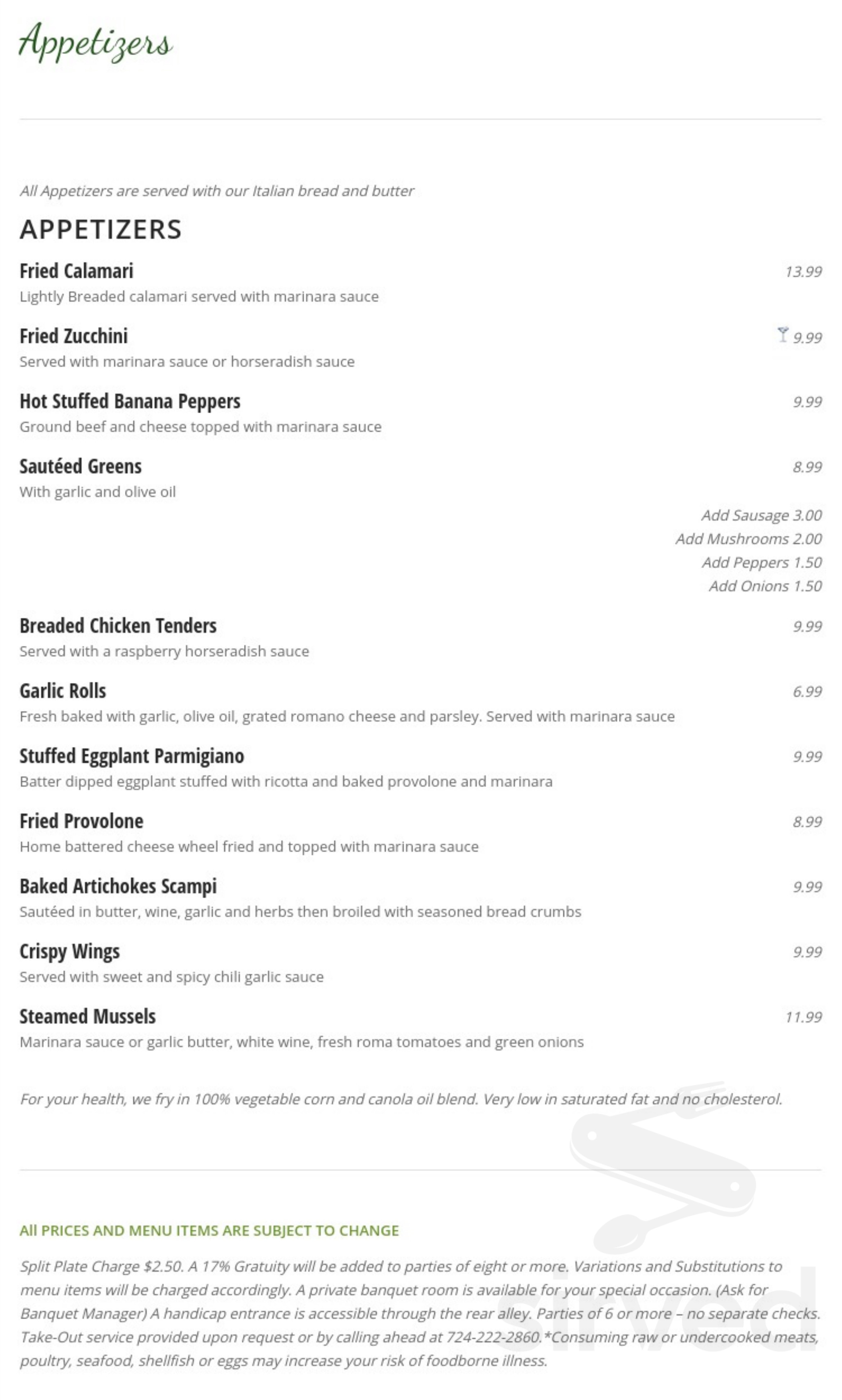The Union Grill menus in Washington, Pennsylvania, United States
